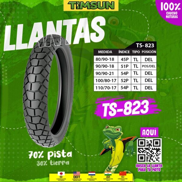 Llanta para moto TIMSUN TS-823 doble proposito - Direli Motos
